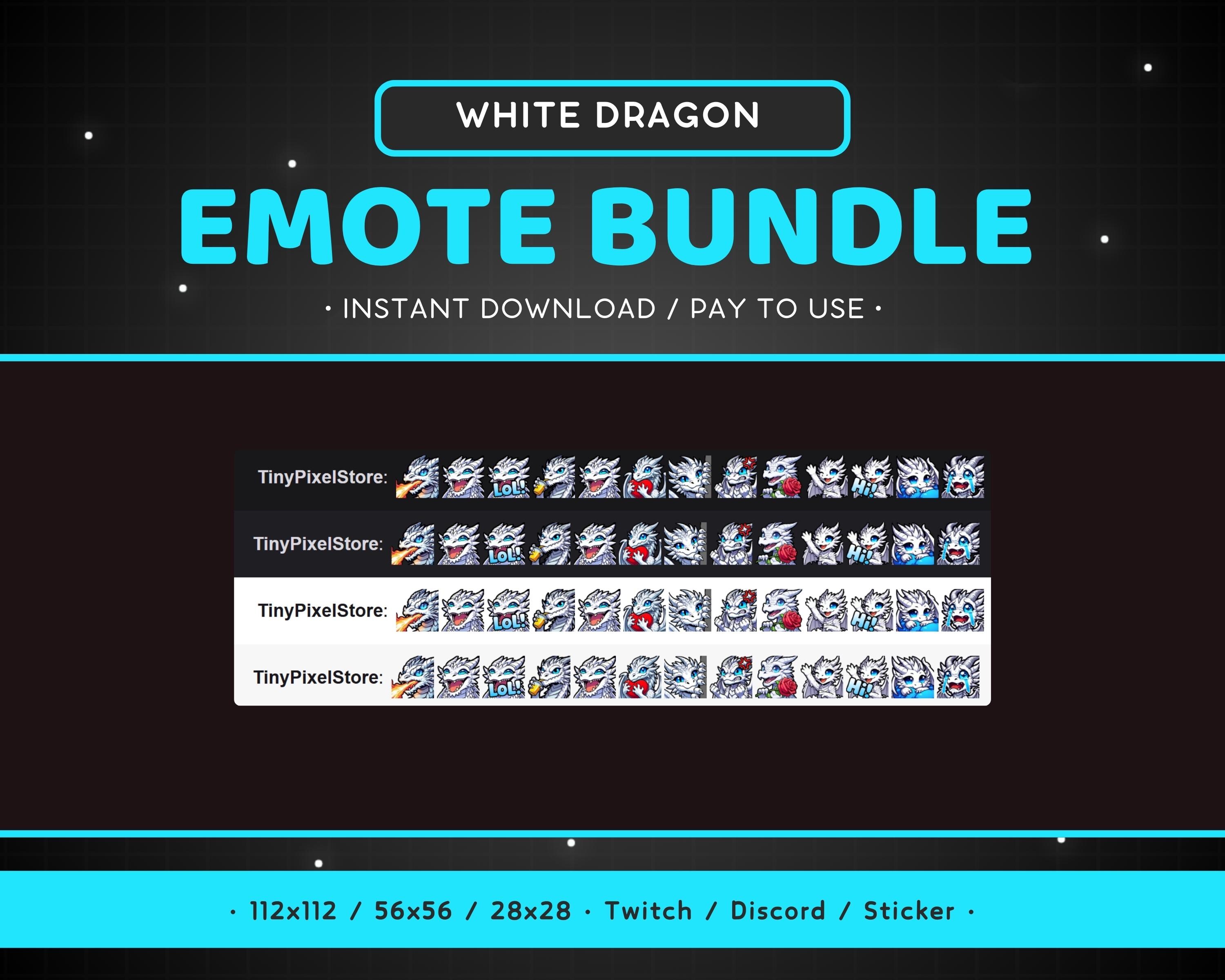 White Dragon Twitch Emote Bundle 10x Dragon Pack Discord Emote, Drake ...