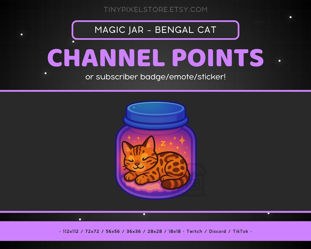 Sleepy Bengal Cat Twitch Channel Point Icon - Sub Badge, Emote, Magical ...