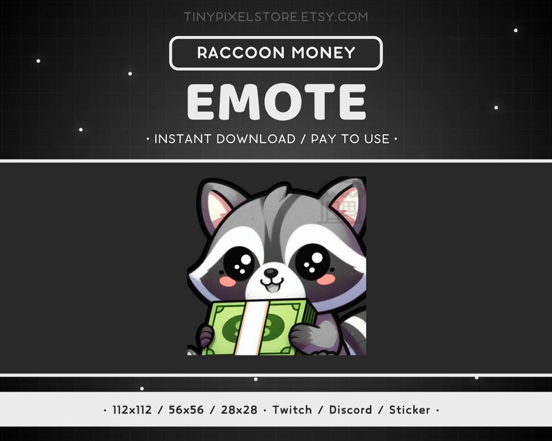 Raccoon Money Twitch Emote - Discord Sticker, Emoticon, Emoji, Cash ...