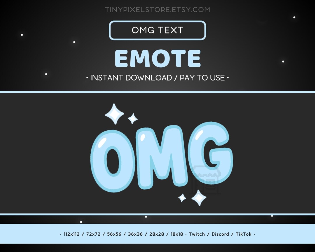 OMG Twitch Emote Reaction Text - Blue Pastel Text Discord Emote ...