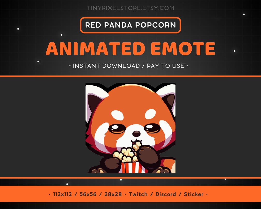 ANIMATED Red Panda Twitch Emote Popcorn - Panda Drama Emote, Cute ...