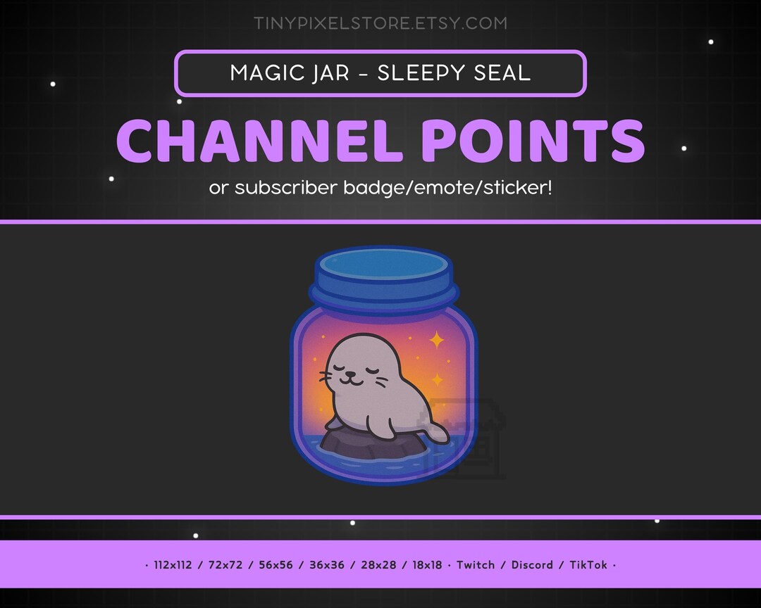Sleepy Seal Twitch Channel Point Icon - Sub Badge, Emote, Magical Jar ...