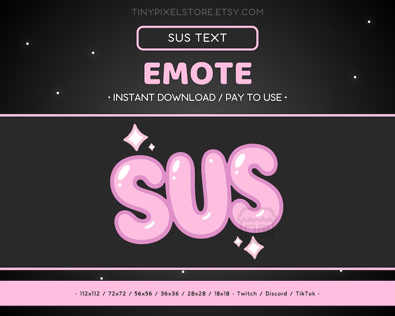 SUS Twitch Emote Reaction Text - Pink Pastel Text Discord Emote ...