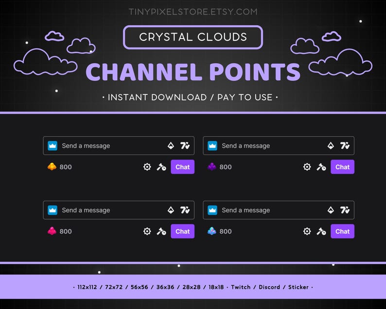 Crystal Cloud Twitch Sub Badge, Emote - Bit Badge, Discord, Channel ...