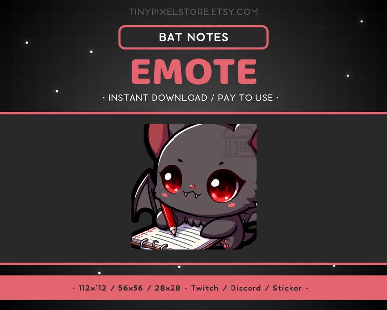 Bat Notes Emote - Discord Emote, Streaming Assets, Gaming Sticker ...