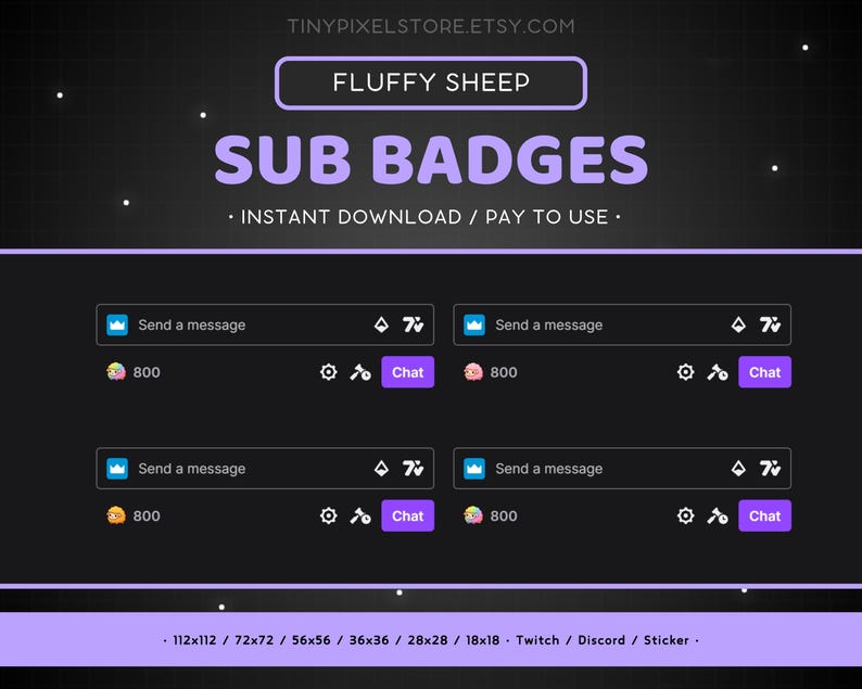 Sheep Twitch Sub Badge, Emote - Bit Badges, Discord, Channel Point Icon ...