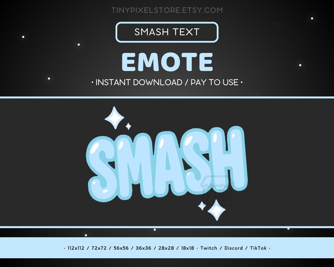 SMASH Twitch Emote Reaction Text - Blue Pastel Text Discord Emote ...