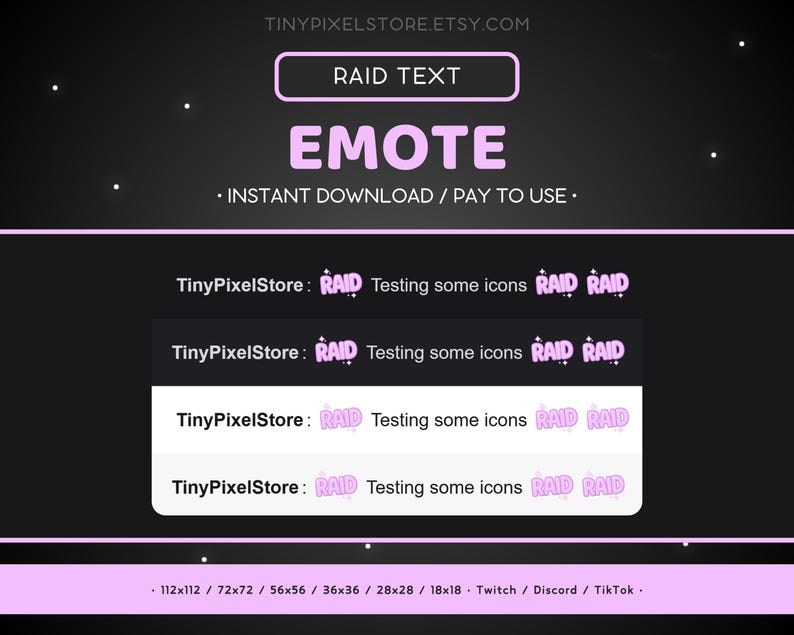 RAID Twitch Emote Reaction Text - Purple Pastel Text Discord Emote ...