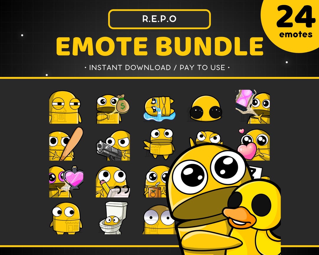 REPO Twitch Emote Bundle 24x - Yellow R.E.P.O Discord Emote, Funny ...