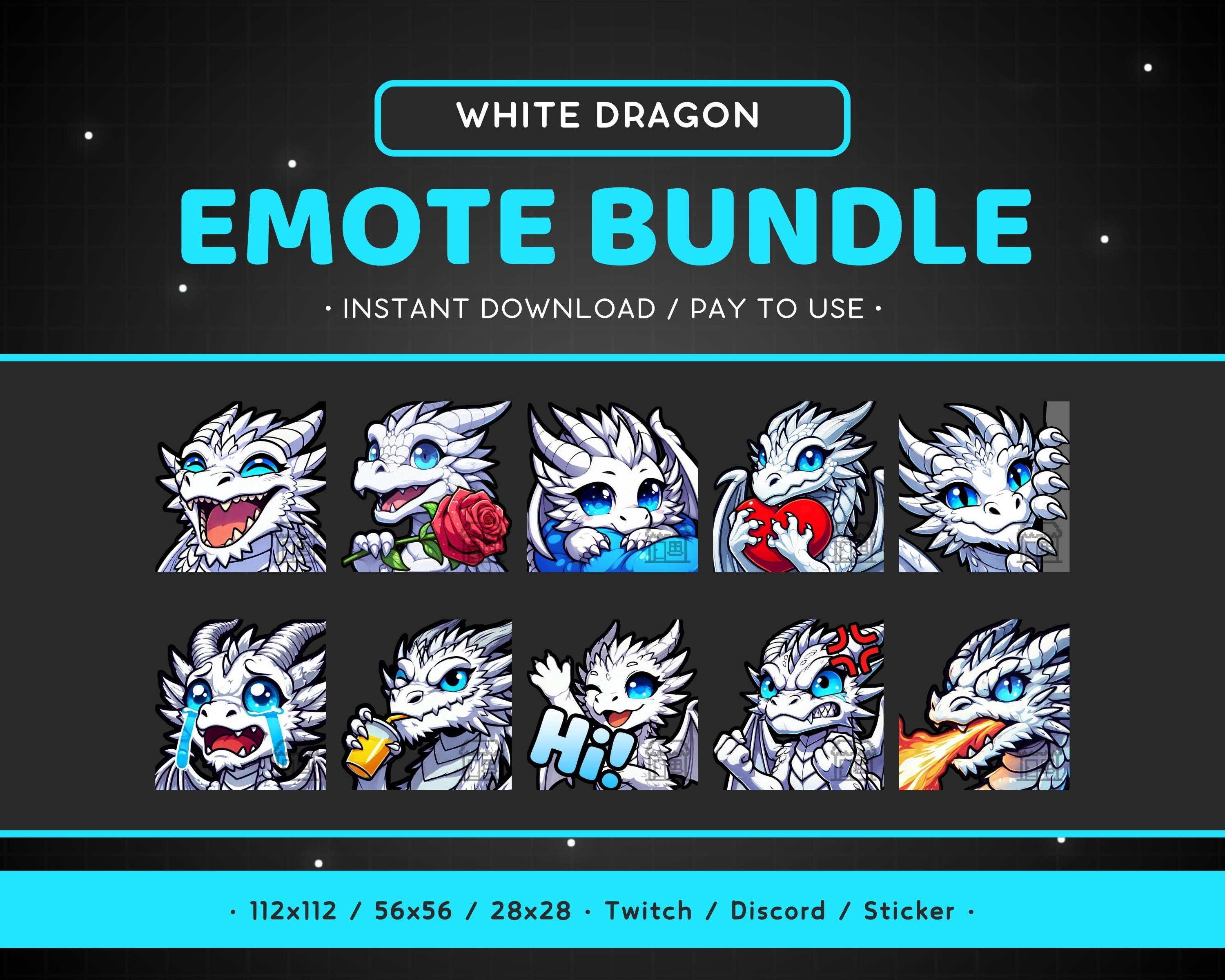 White Dragon Twitch Emote Bundle 10x Dragon Pack Discord Emote, Drake ...