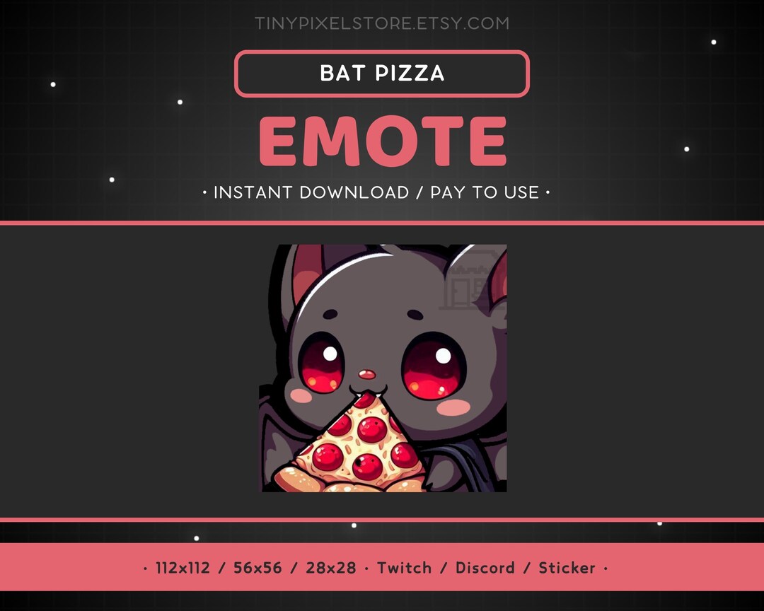 Bat Pizza Emote - Discord Sticker, Emoticon, Funny, Food, Animal, Cute ...