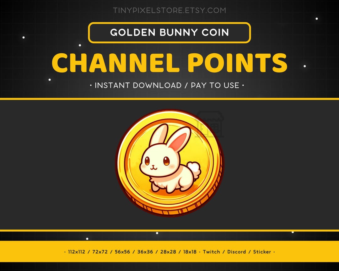 Bunny Golden Coin Twitch Channel Point Icon, Sub Badge, Emote - Rabbit, Emoji, Sticker, Loyalty ...
