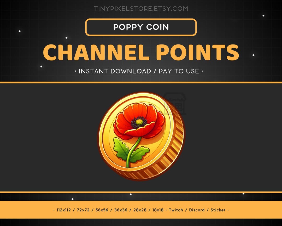 Poppy Golden Coin Twitch Channel Point Icon, Sub Badge, Emote - Love ...