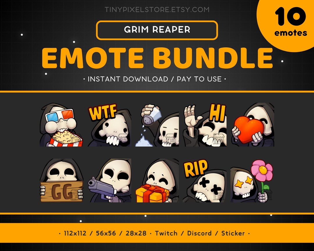 Grim Reaper Twitch Emote Bundle 10x - Death Ghost Pack Discord ...