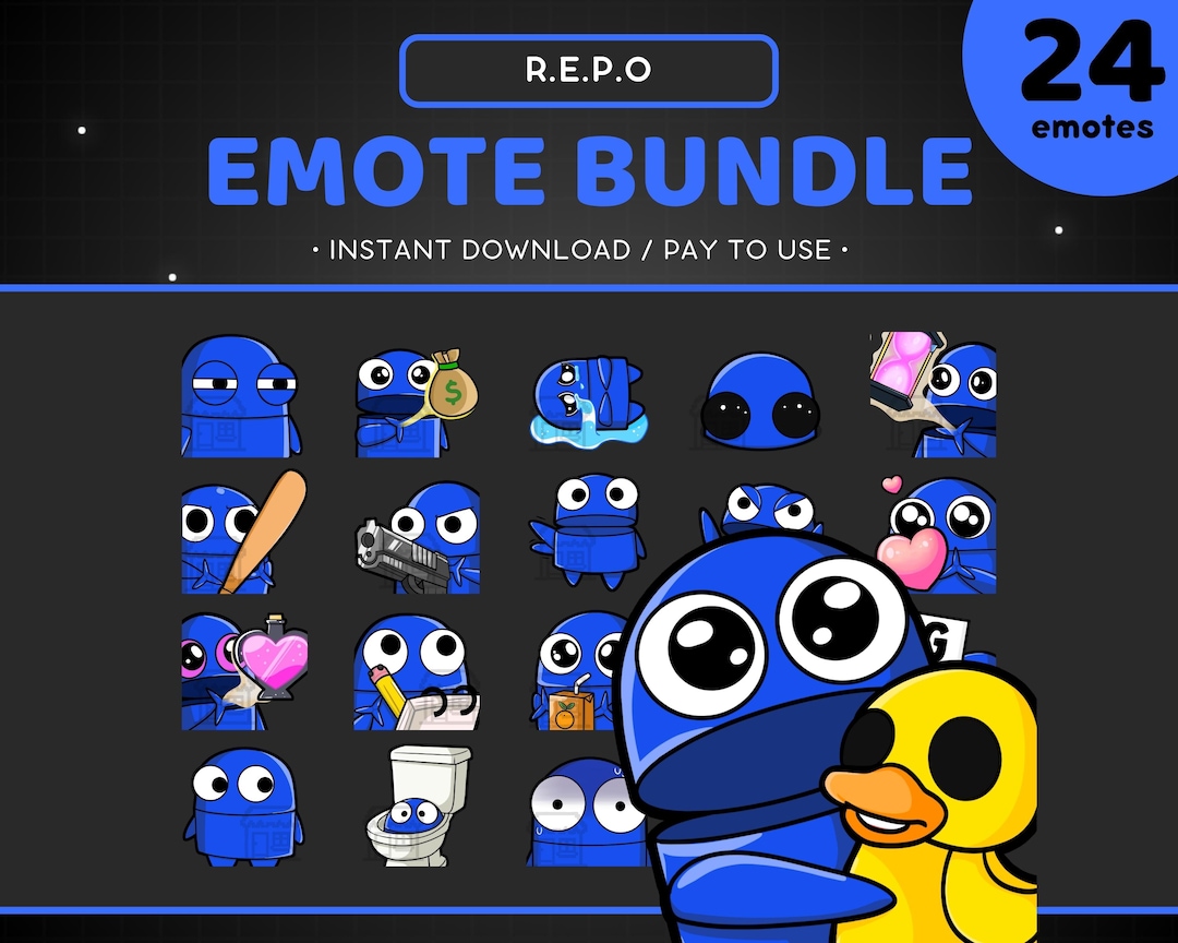 REPO Twitch Emote Bundle 24x - Dark Blue R.E.P.O Discord Emote, Funny ...