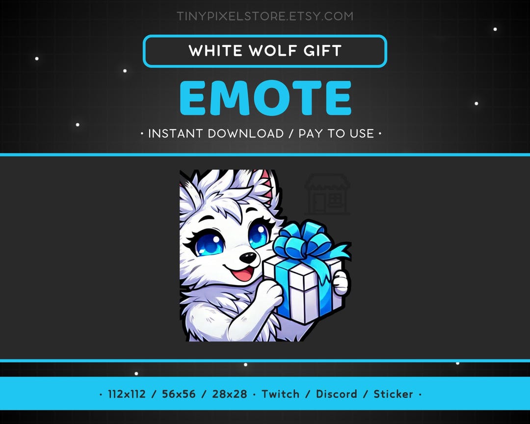 White Wolf Gift Twitch Emote - Arctic Fox Present, Discord , Streaming ...
