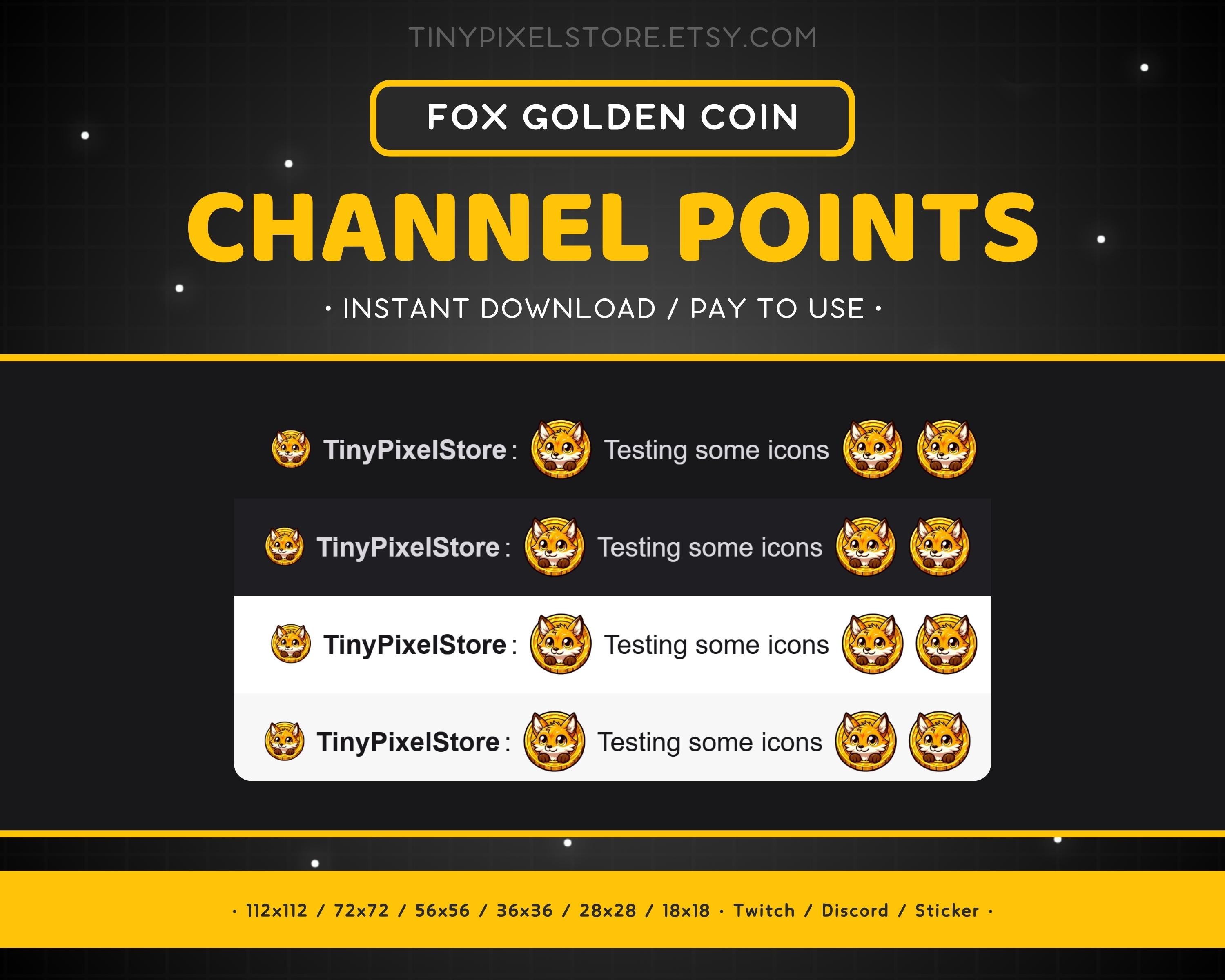 Fox Golden Coin Twitch Channel Point Icon, Discord Emote - Etsy