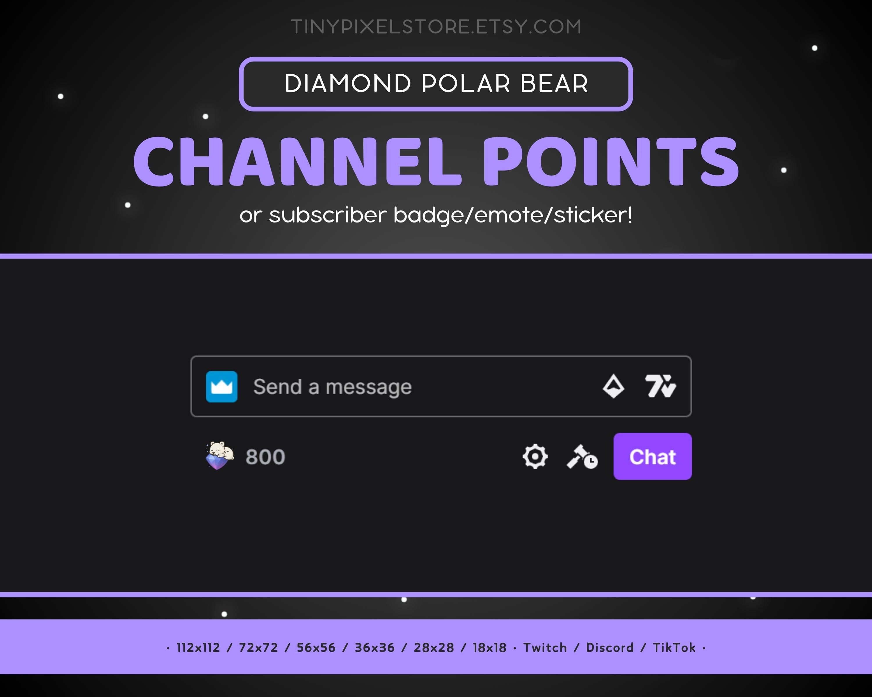 Gem Polar Bear Twitch Emote - Channel Point Icon, Sub Badge, Bear ...