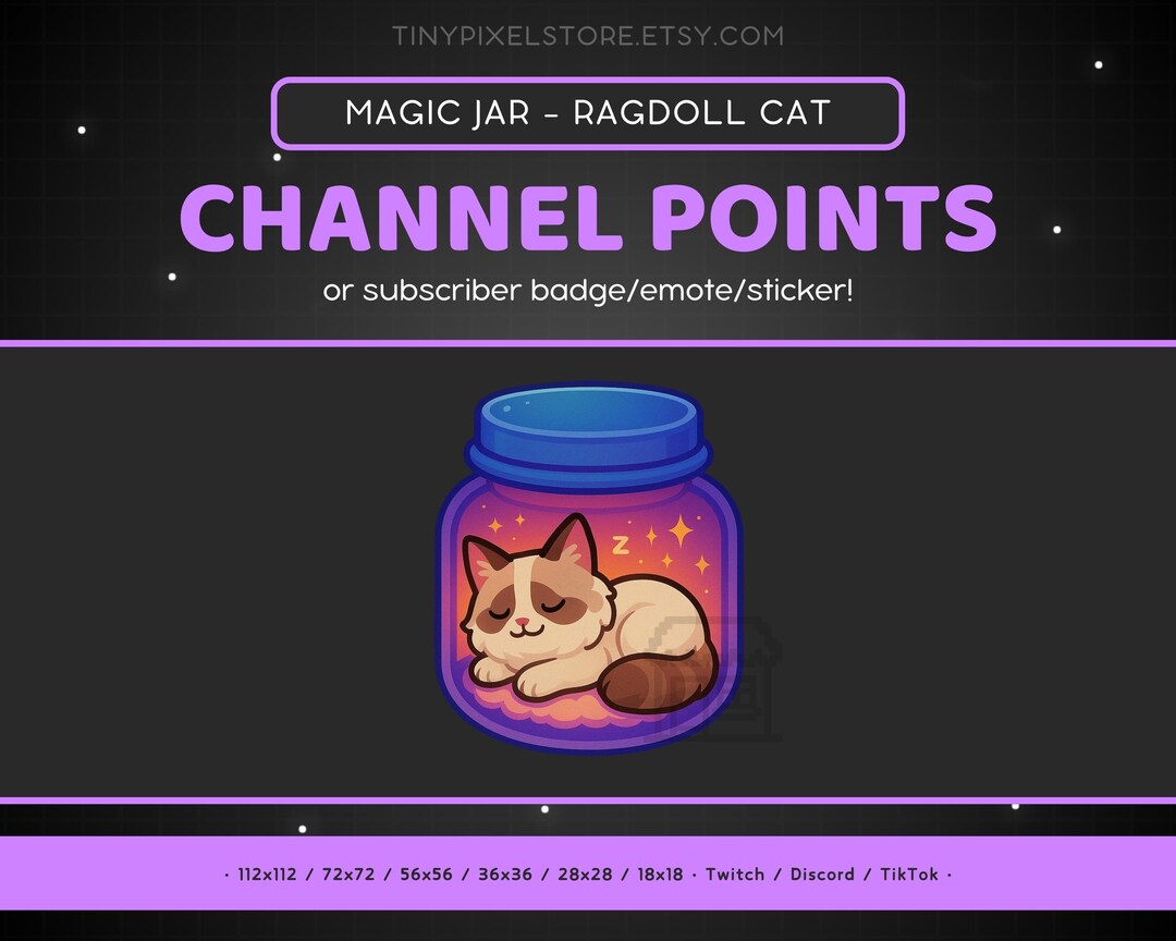 Sleepy Ragdoll Cat Twitch Channel Point Icon - Sub Badge, Emote ...