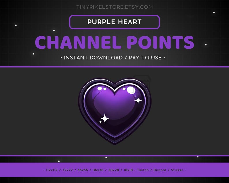 Purple Heart Twitch Emote - Channel Point Icon, Sub Badge - Etsy
