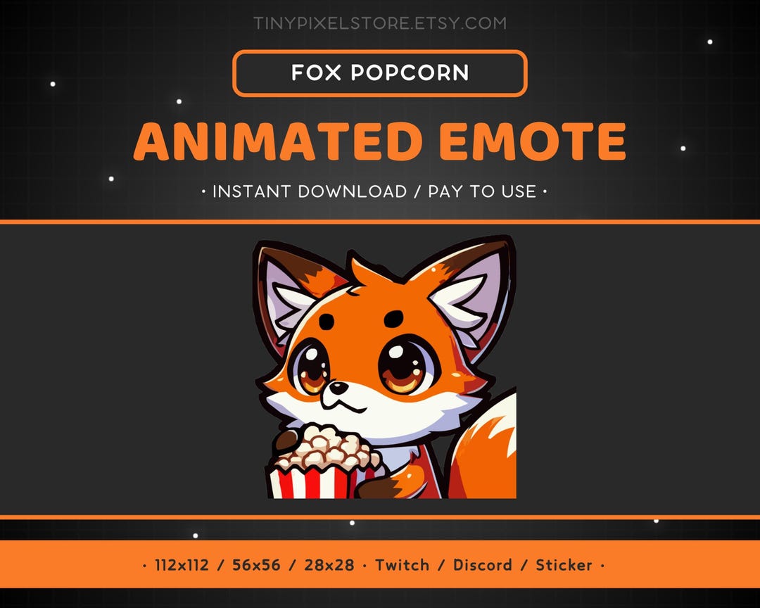 Orange Fox Popcorn Animated Emote – Twitch, Discord (digital Download ...