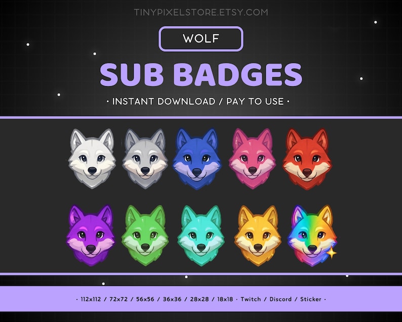 Wolf Twitch Sub Badge, Emote - Bit Badges, Discord Emote, Channel Point ...