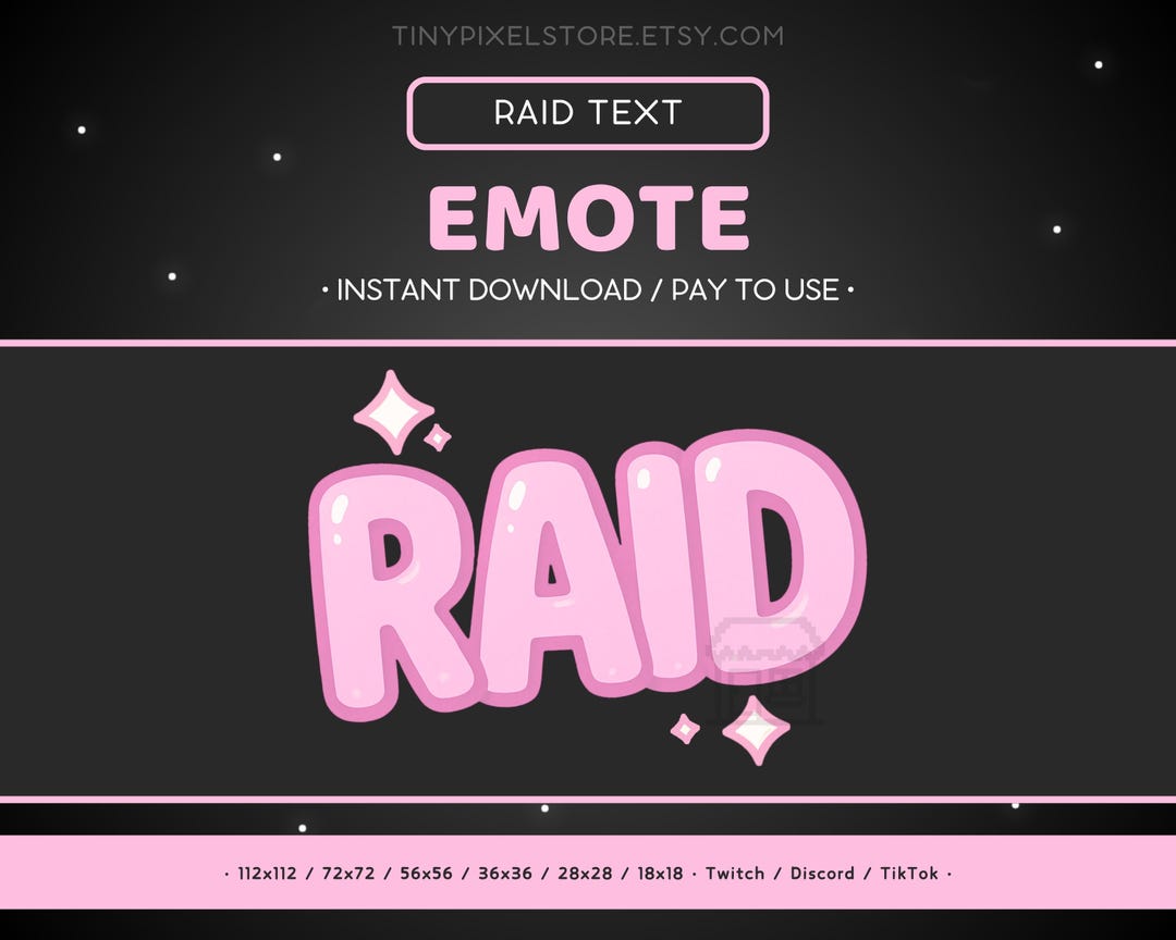 RAID Twitch Emote Reaction Text - Pink Pastel Text Discord Emote ...