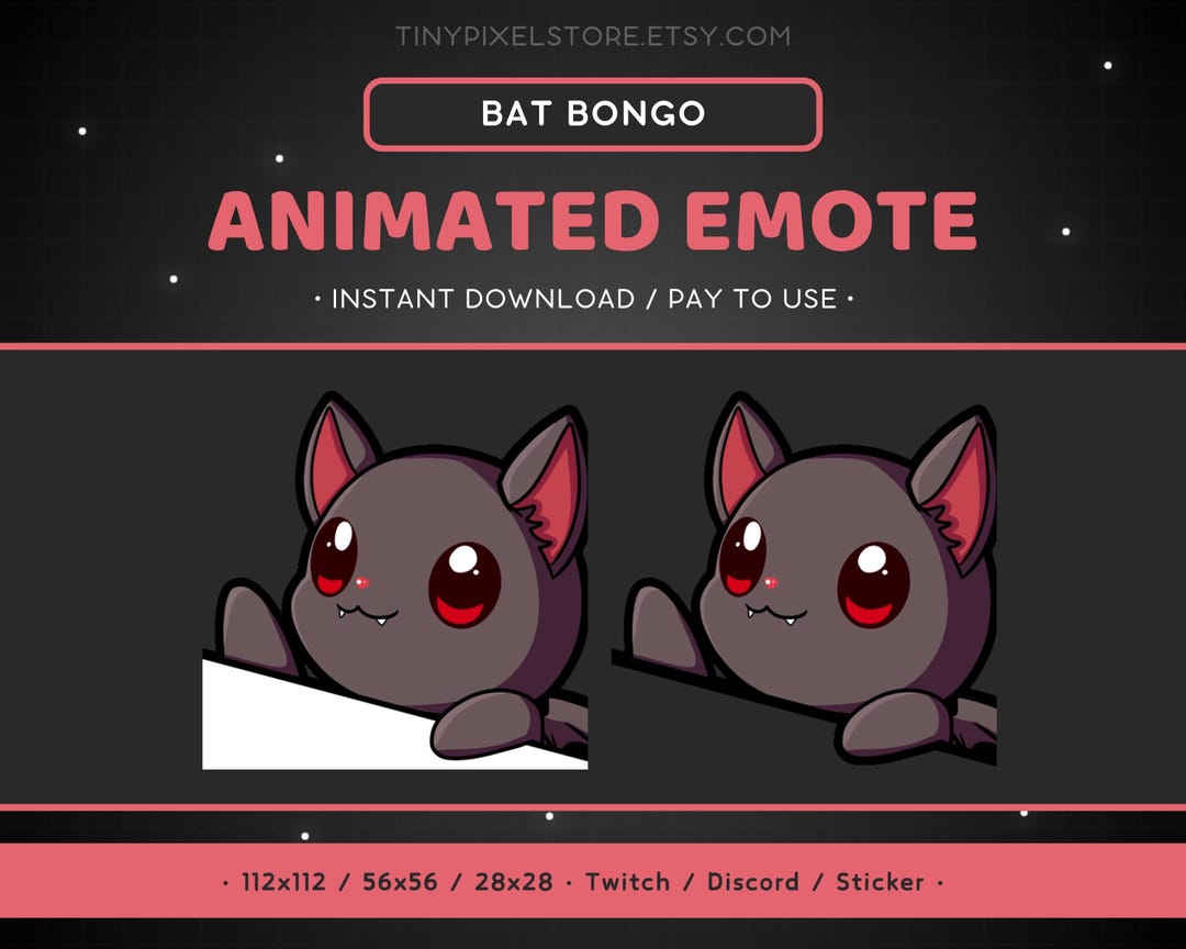 ANIMATED Bat Bongo Cat Twitch Emote - Cute Bat, Animal, Horror, Kawaii ...