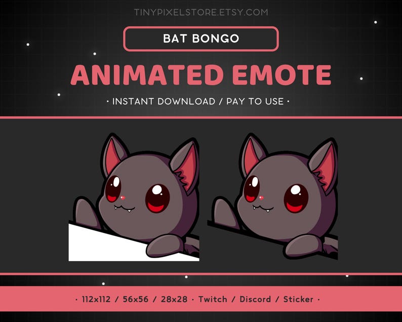 ANIMATED Bat Bongo Cat Twitch Emote - Cute Bat, Animal, Horror, Kawaii ...