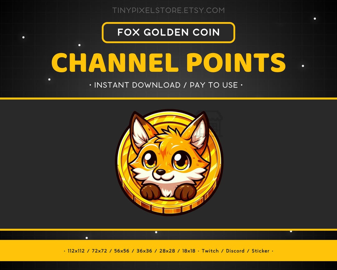 Fox Golden Coin Twitch Channel Point Icon, Discord Emote - Etsy