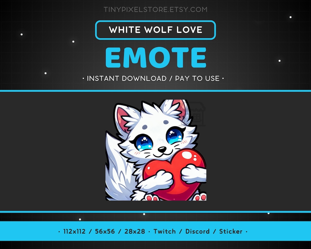 White Wolf Love Heart Twitch Emote - Arctic Fox Heart Discord Emote ...