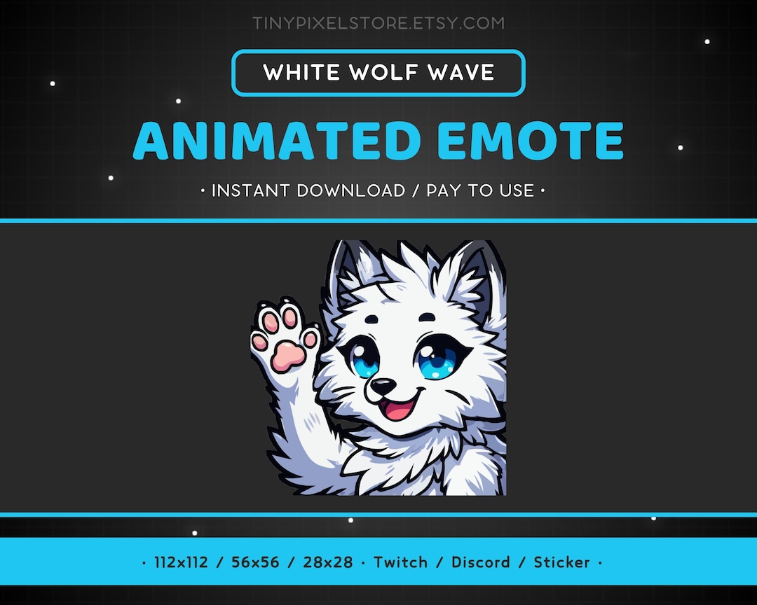 ANIMATED White Wolf Twitch Emote Wave - Wave Arctic Fox Emote, Discord ...
