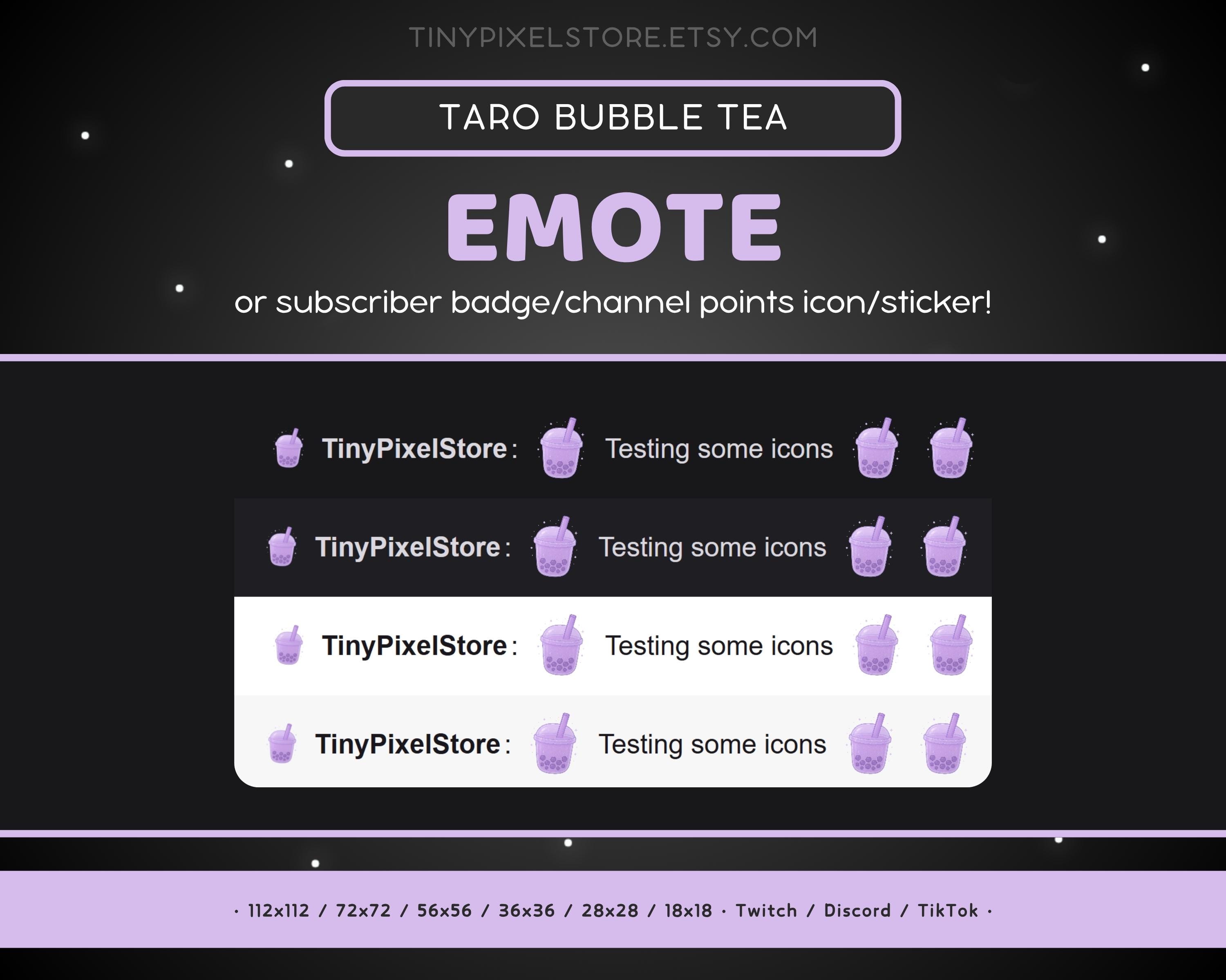 Taro Milk Bubble Tea Twitch Emote - Boba Tea Channel Point Icon, Sub ...