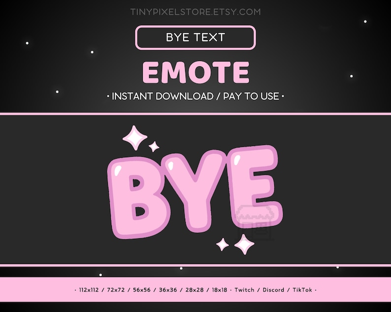BYE Twitch Emote Reaction Text - Pink Pastel Text Discord Emote ...