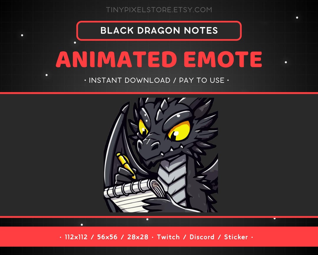 Animated Black Dragon Notes Emote – Twitch, Discord (digital Download ...