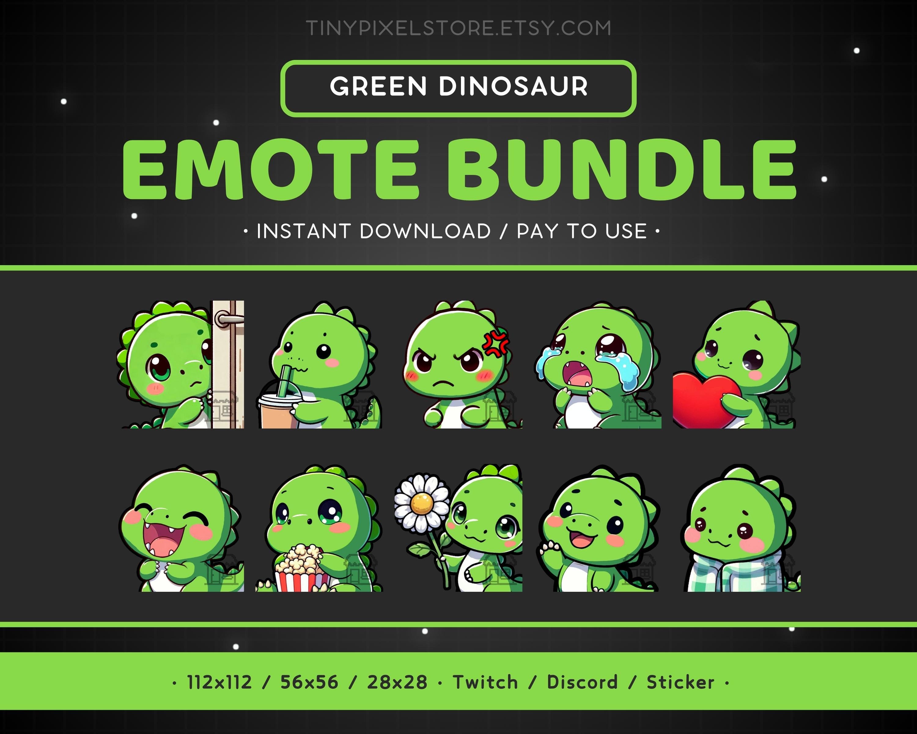Green Dinosaur Twitch Emote Bundle 10x - Discord, Reptile, T-rex ...