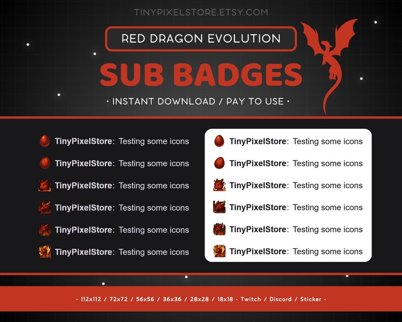 Red Dragon Twitch Sub Badge, Emote - Fire Dragon Emoji, Sticker ...