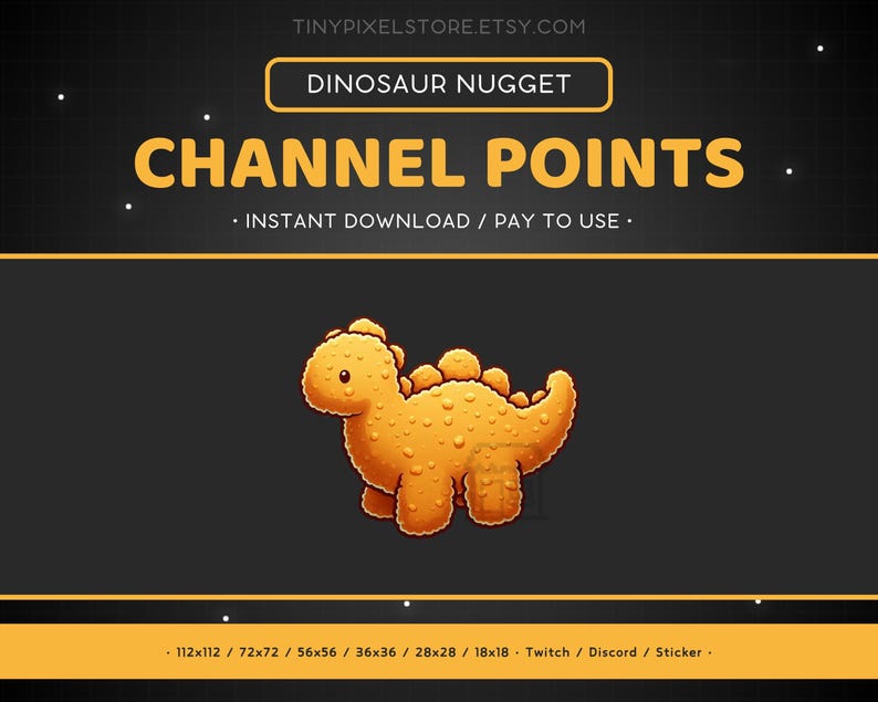 Dinosaur Nugget Twitch Channel Point Icon, Sub Badge, Emote - Dino ...