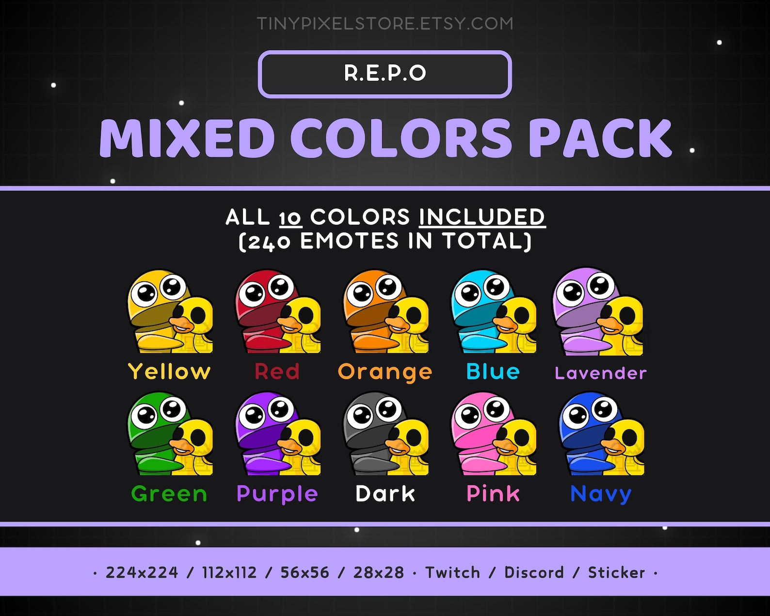 REPO Twitch Emote Bundle 24x - All Colors - R.E.P.O Discord Emote ...