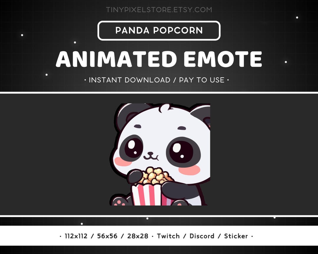 ANIMATED Panda Twitch Emote - Panda Popcorn Emote, Cute, Animal ...