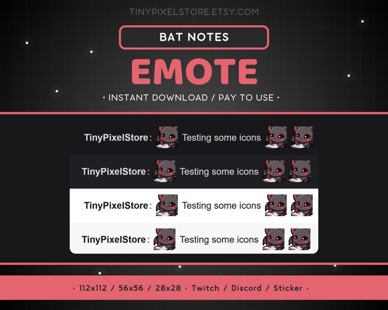 Bat Notes Emote - Discord Emote, Streaming Assets, Gaming Sticker ...