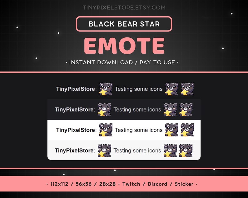 Black Bear Twitch Emote - Star Discord Emoji - Etsy