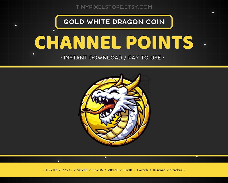 White Dragon Coin Twitch Channel Point Icon, Sub Badge, Emote - Dragon ...