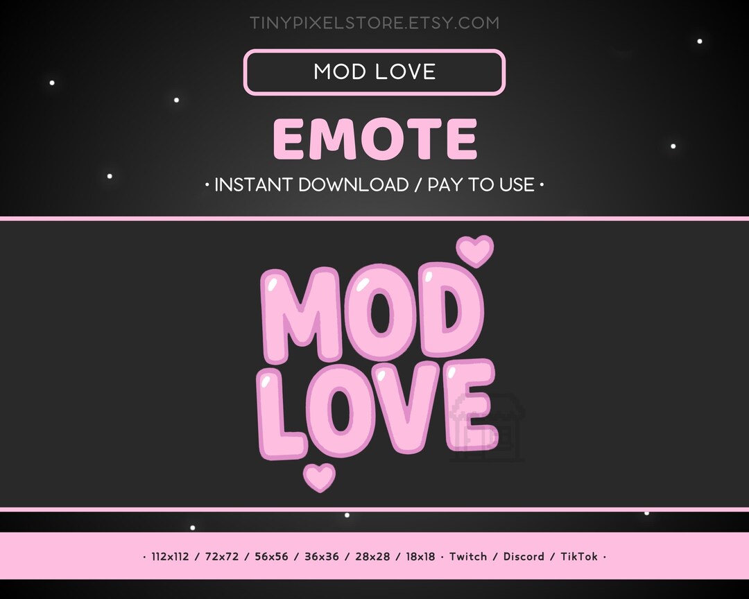 MOD LOVE Twitch Emote Reaction Text - Pink Pastel Text Discord Emote ...
