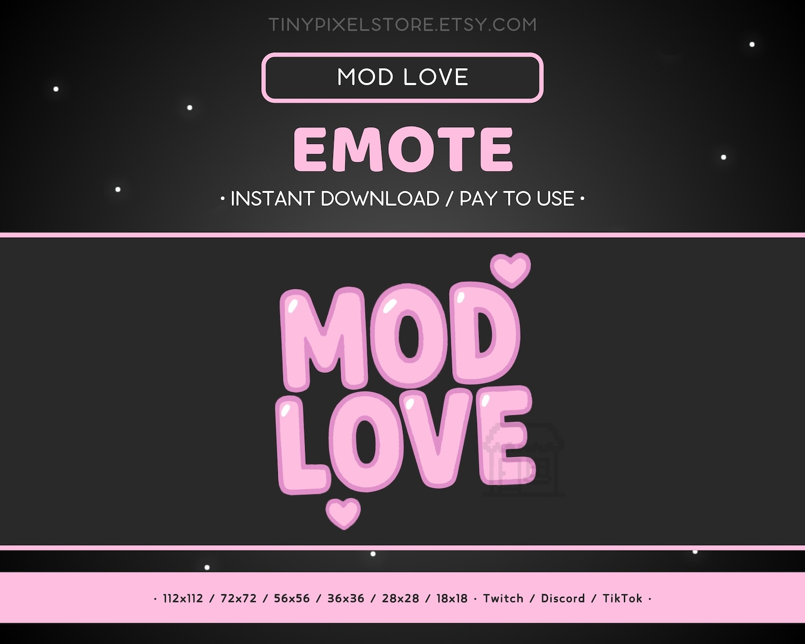 MOD LOVE Twitch Emote Reaction Text - Pink Pastel Text Discord Emote ...
