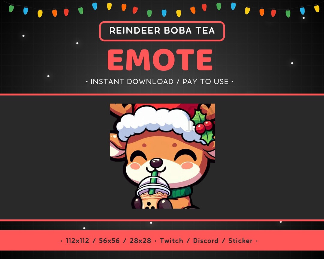 Boba Tea Reindeer Twitch Emote - Christmas Bambi Discord Emote, Deer ...