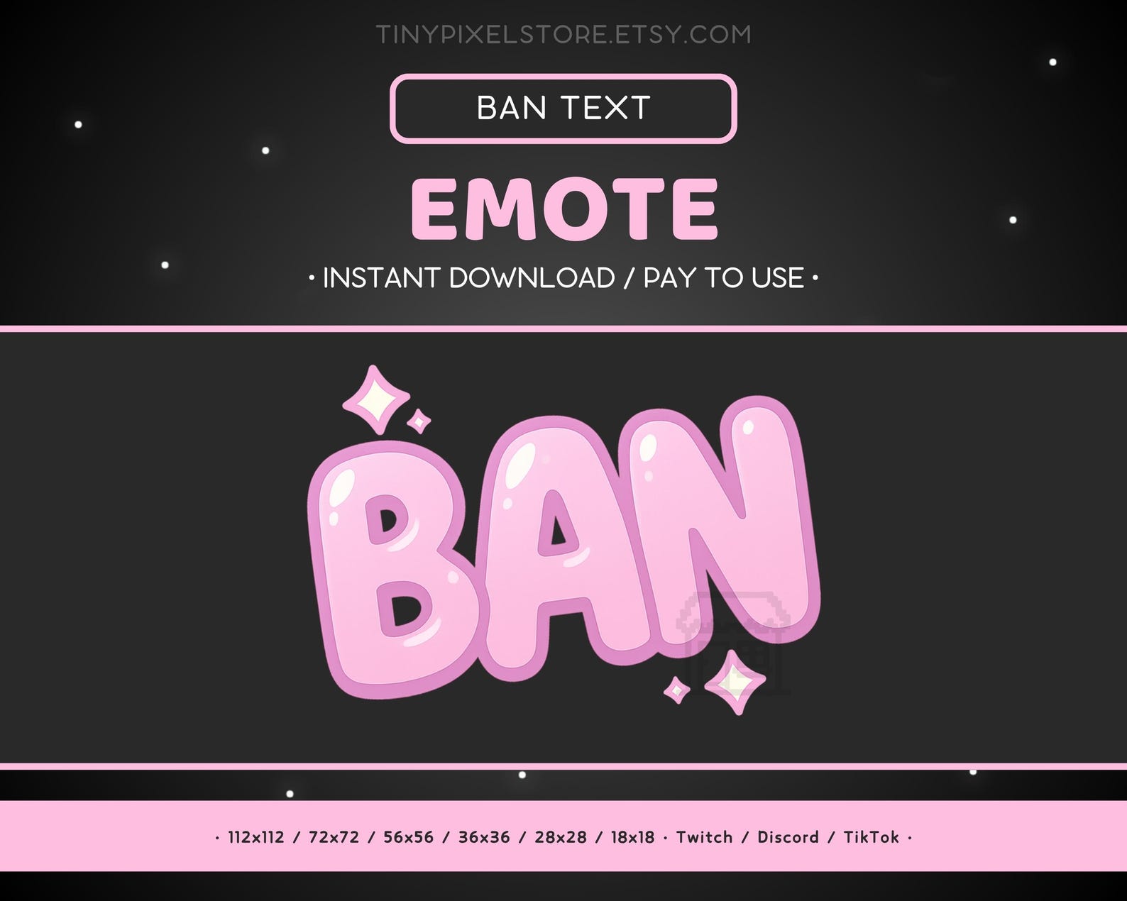 BAN Twitch Emote Reaction Text - Pink Pastel Text Discord Emote ...