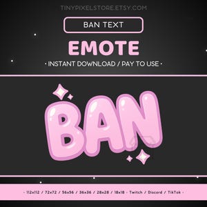 BAN Twitch Emote Reaction Text - Pink Pastel Text Discord Emote ...