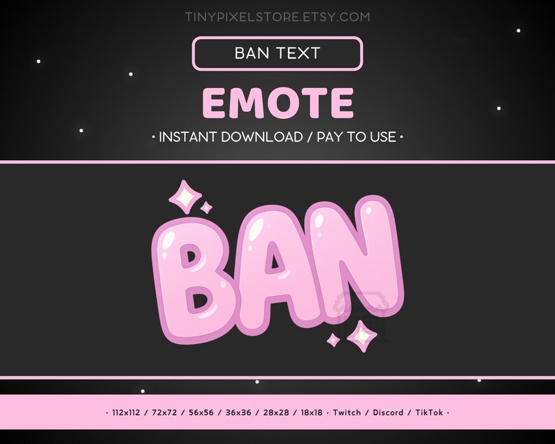 BAN Twitch Emote Reaction Text - Pink Pastel Text Discord Emote ...