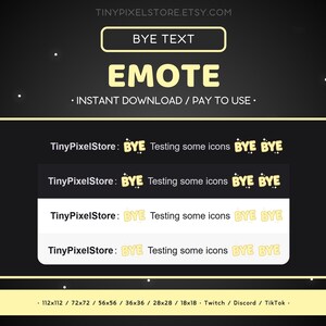 BYE Twitch Emote Reaction Text - Yellow Pastel Text, Discord, Streaming ...